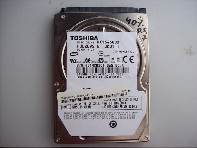 160 Gb sata  TOSHIBA 2.5 inca MK1646GSX