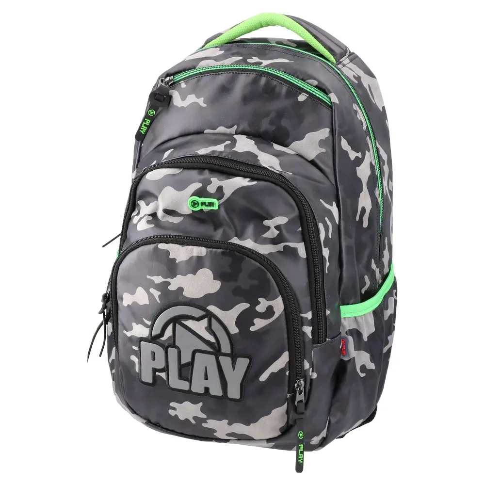 Play Školski ranac za dečake Winter Camo Cosmo, 46x31x28cm, Crno - sivi