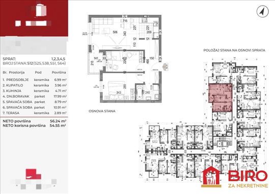 Stan,Novi Sad,Somborski Bulevar,kv: 56.00, € 12875
