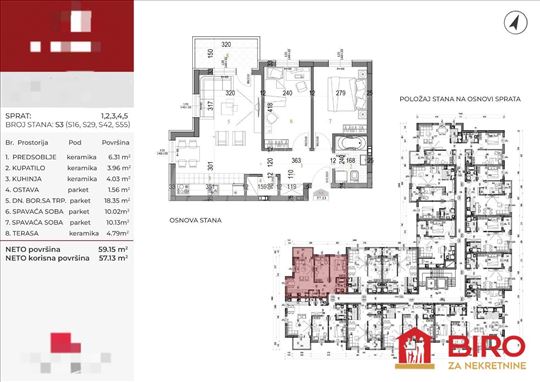 Stan,Novi Sad,Somborski Bulevar,kv: 57.00, € 12946