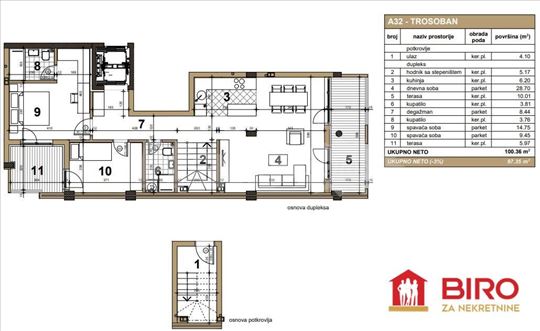 Stan,Novi Sad,Podbara,kv: 100.00, € 258300, ID: 10