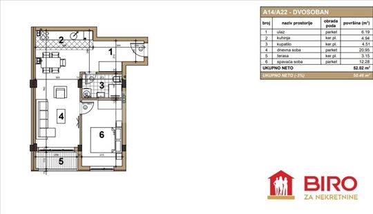 Stan,Novi Sad,Podbara,kv: 52.00, € 160700, ID: 101
