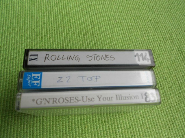 Hard Rock - lot 3 kasete - Roling Stone,ZZ Tops, Guns n
