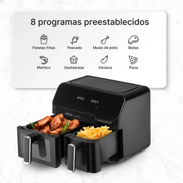 AirFryer Ufesa Storm/bezuljna/dupla posuda/zapremina 9L(5.5L+3.5L)8 programa