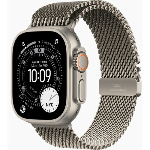 APPLE Watch Ultra 3 Cellular 49mm Natural Titanium Case with Natural Titanium Milanese Loop - Large mf0e4se/a