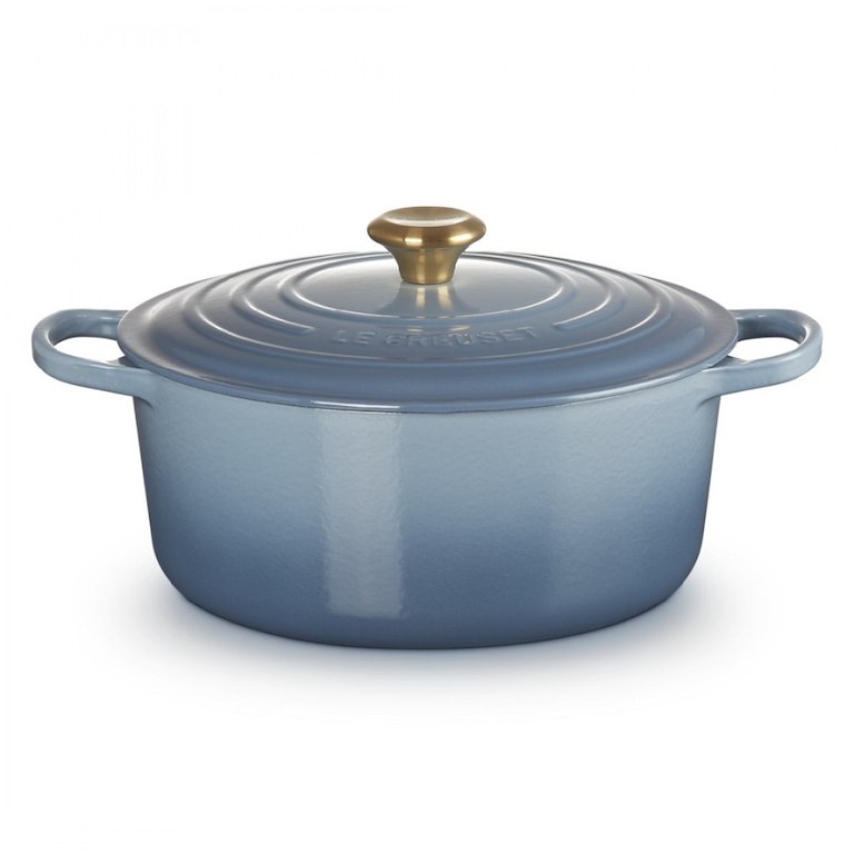 Le Creuset okrugla kaserola od livenog gvožđa sa dugmetom u boji zlata, 28 cm, 6.7 l