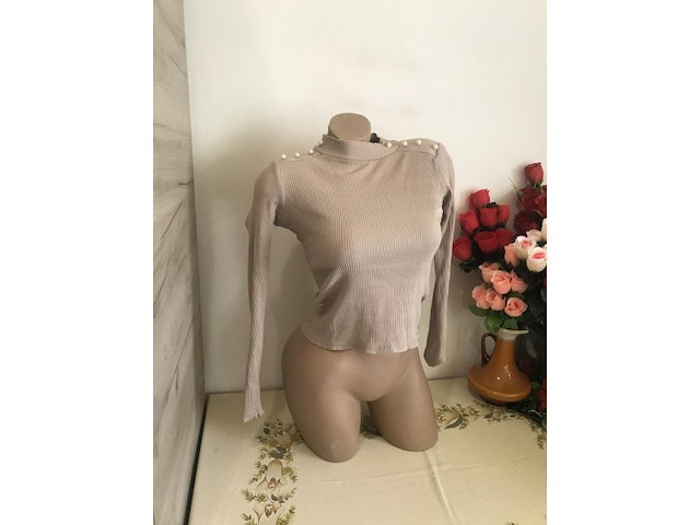 Zara braon croptop sa biserima M