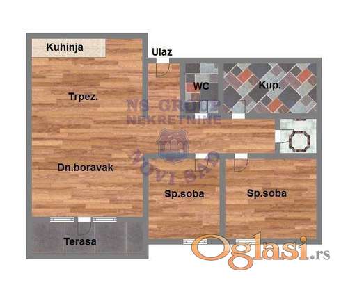 Trosoban stan, 63m2, Podbara