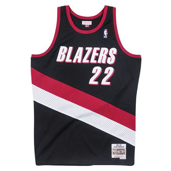 NBA PORTLAND TRAIL BLAZERS 1991-92 CLYDE DREXLER SWINGMAN ROAD JERSEY 'BLACK'