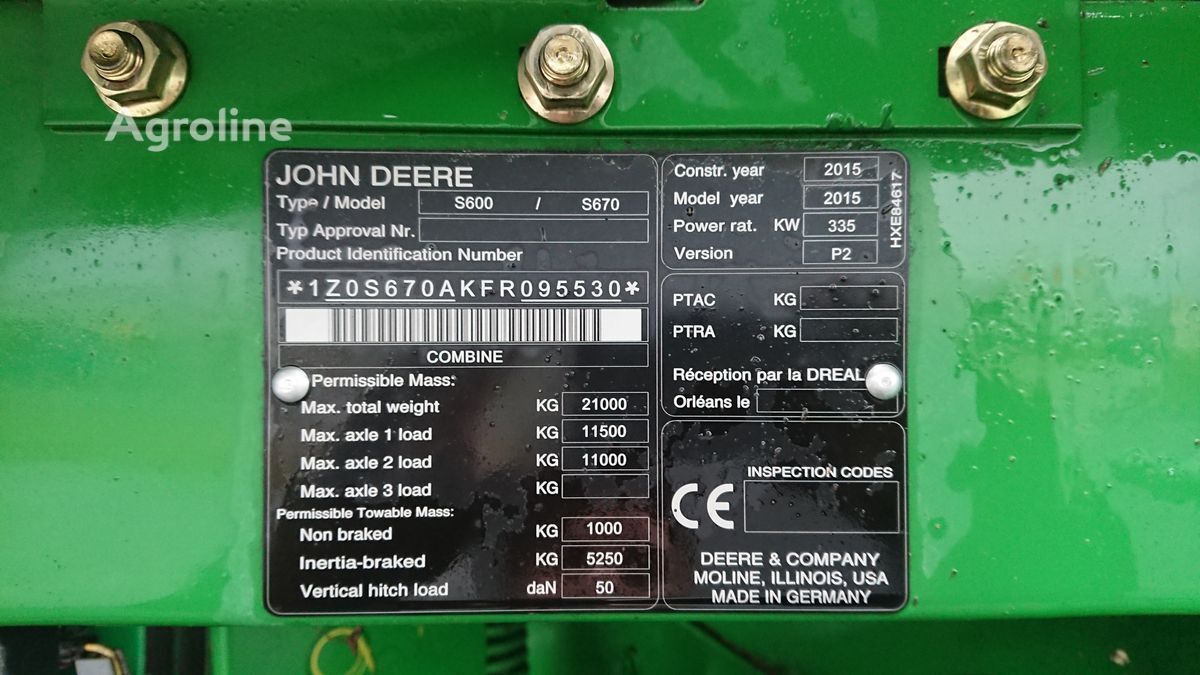 Prodaje se John Deere S670 kombajn za žito na aukciji