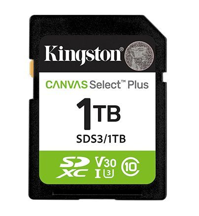 Kingston - SD Card 1TB, Canvas Select Plus, SDHC Class10 UHS-1 U3 V30, up to 150MB/s read