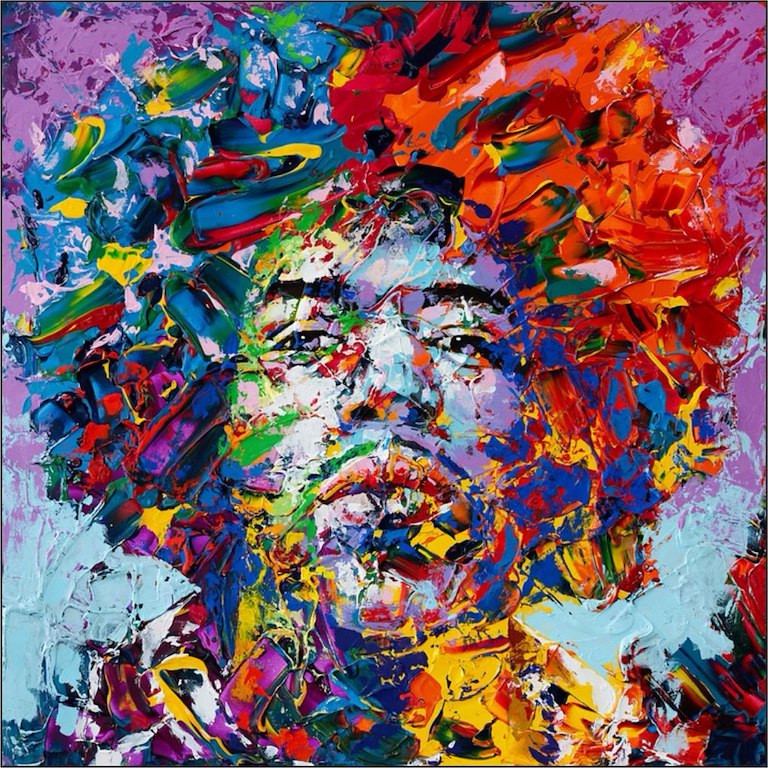 Jimi Hendrix, uramljena slika 50x50cm