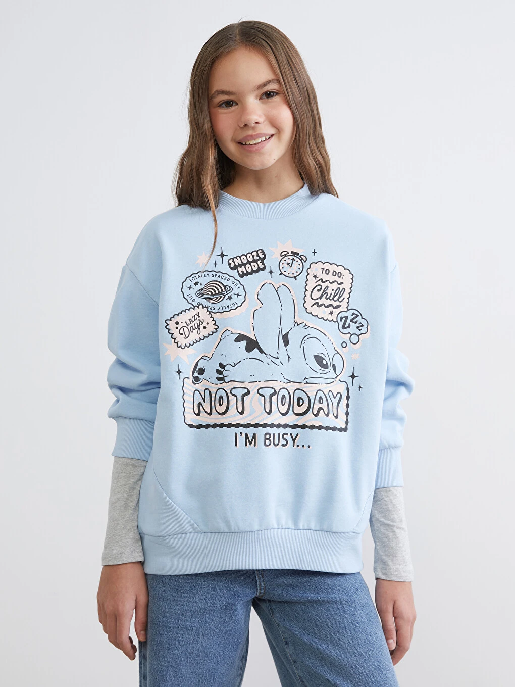 LCW Kids Dukserica Sa Okruglim Izrezom I Štampanim Motivom Stitch Za Devojčice