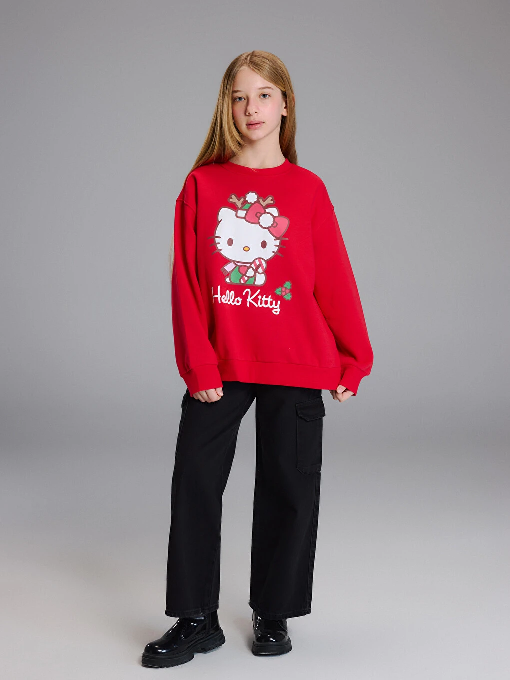 LCW Kids Dukserica Hello Kitty Sa Okruglim Izrezom, Štampana, Debela Za Devojčice