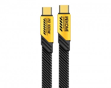 WEKOME WDC-192 Kabl 3.1 USB tip C M/M 1m, za Superbrzo punjenje 100W/480Mbps, flat-crno-žuti