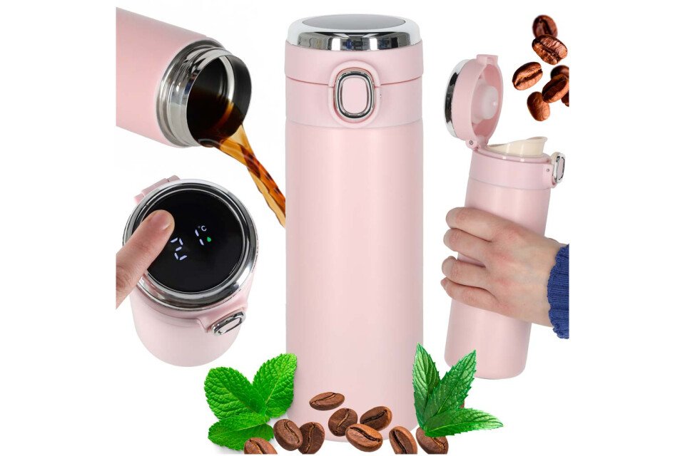 Termo šolja sa grlićem, LED termos, 420 ml, roze   ️ LED termos