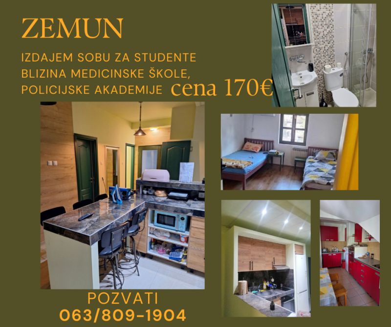 Zemun, izdajem dvokrevetnu sobu za studente