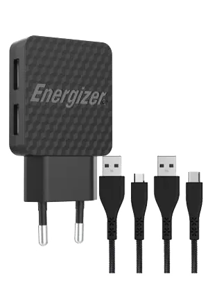 Energizer kućni punjač 2xUSB + kabl micro USB + kabl USB tip C