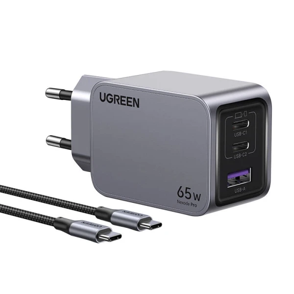 UGREEN NEXODE PUNJAE + TIP C KABL GAN 65W X755