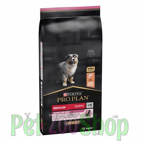 Purina Pro Plan Dog Medium Puppy Sensitive Skin, Losos 12kg