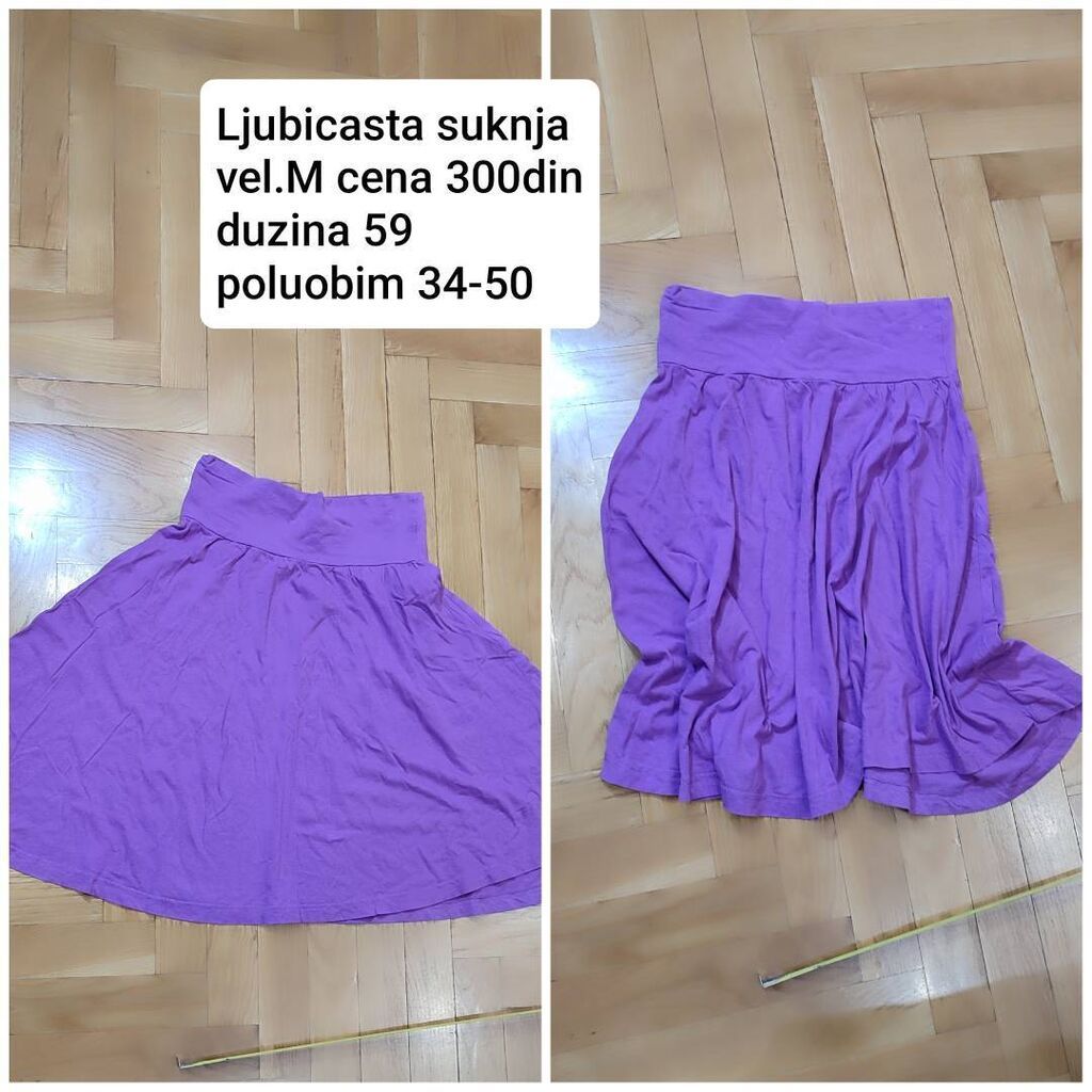 Ljubičasta suknja, veličina M. Širok elastični pojas, kroj
