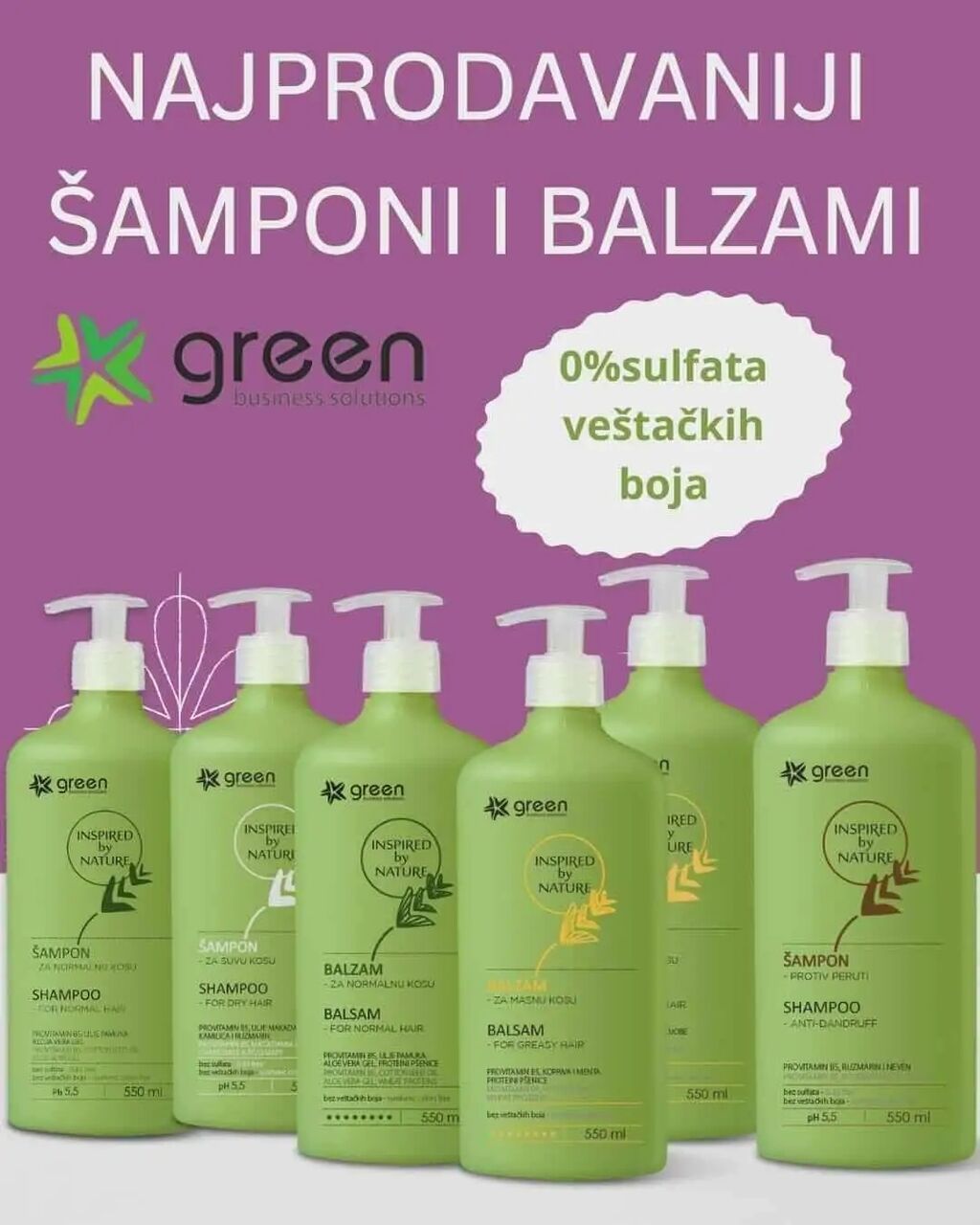    Najprodavaniji Green šamponi i balzami!    Prirodna nega koja osvaja
