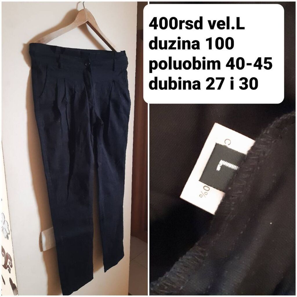 Muške crne pantalone – veličina L - Cena: 400 rsd (naznačeno na