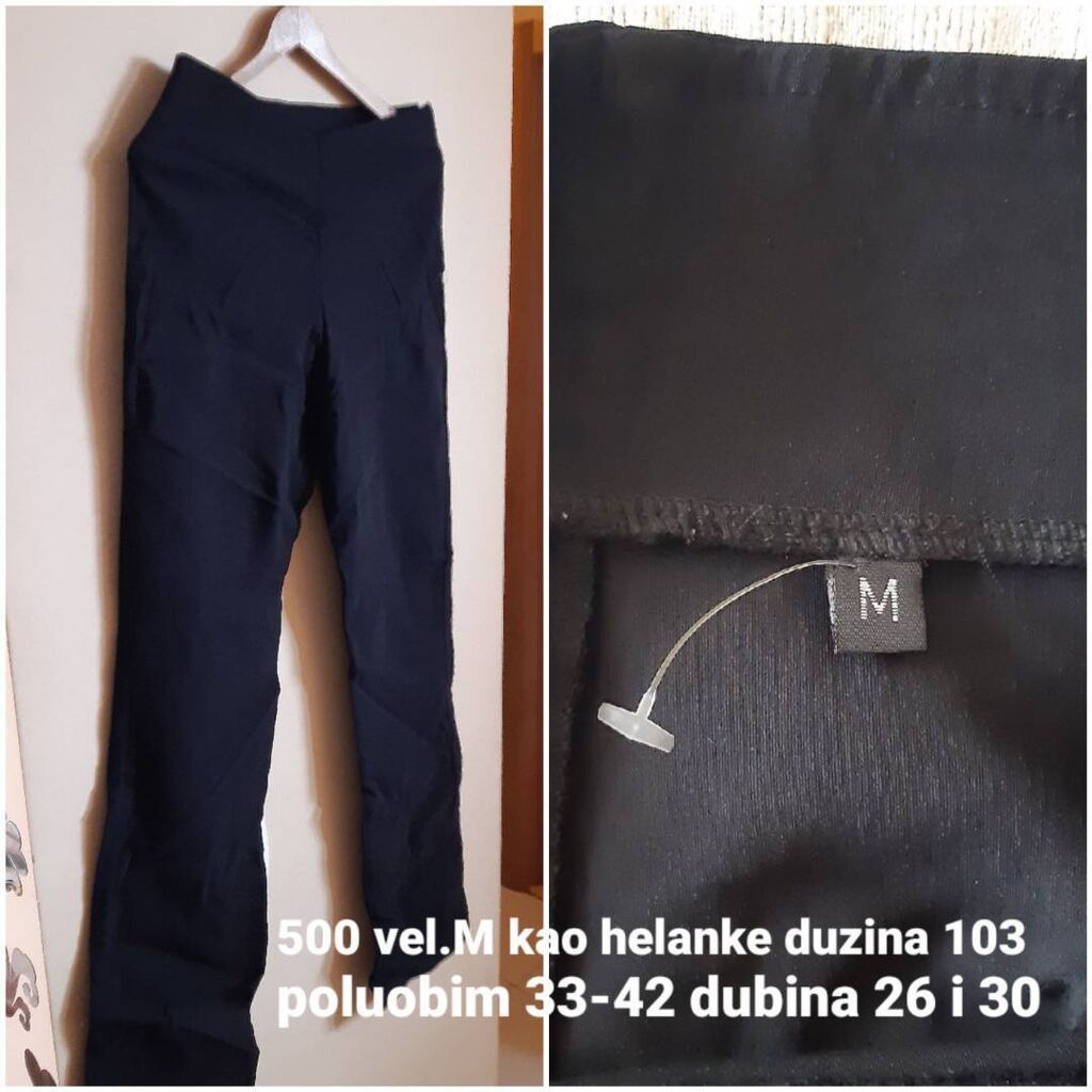 Crne ženske pantalone/helanke sa visokim strukom. Detalji: -