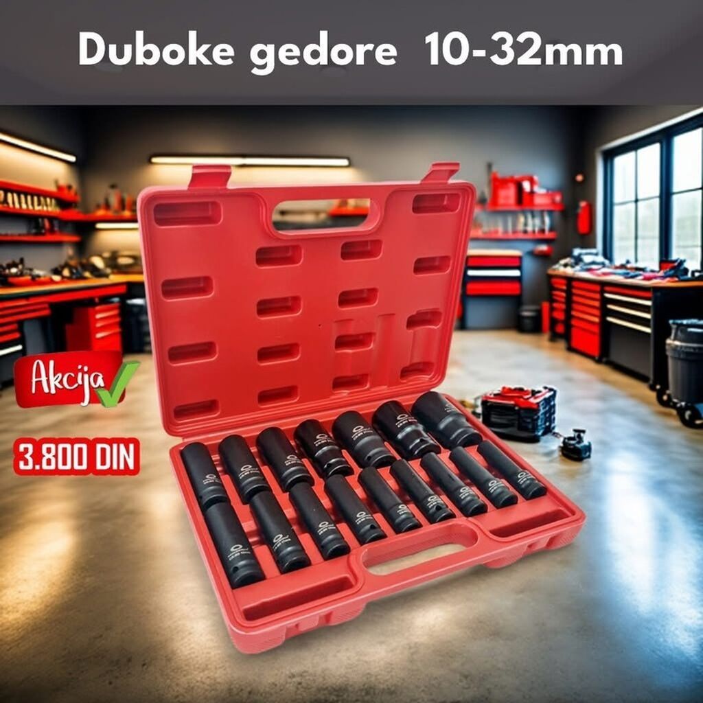 Duboke gedore 10–32 mm – set u koferu - Set dubokih nasadnih ključeva