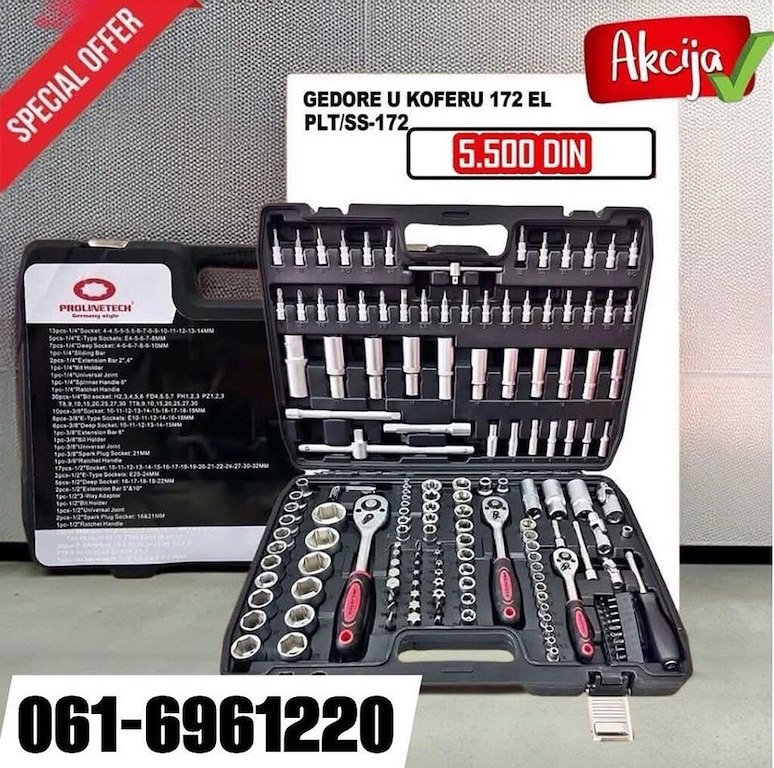 GEDORE set alata u koferu – 172 dela (PLT/SS-172) - Profesionalni set