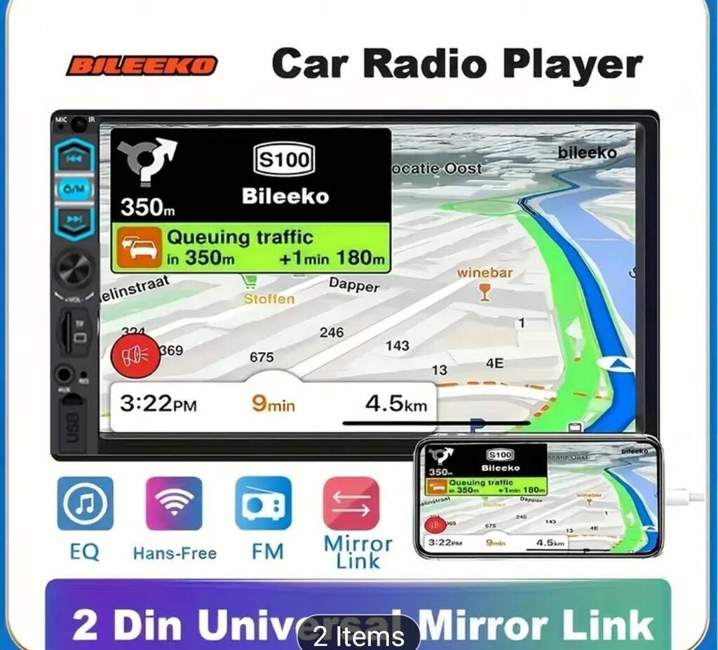 BILEEKO 2-DIN auto multimedija sa Mirror Link funkcijom Ključne