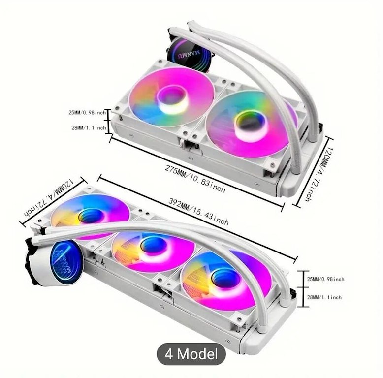 CPU tečni (water) hladnjak – bele boje, RGB SA 2 KULERA 240 5600 DIN