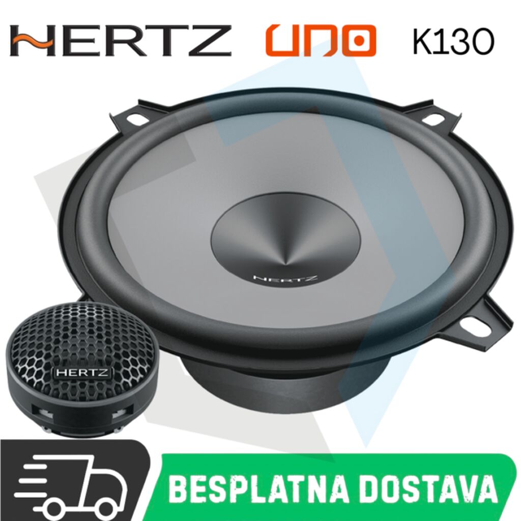 Hertz Uno K 130 sistem ima 24 mm (0.9ˈ) membranu Neodimijum