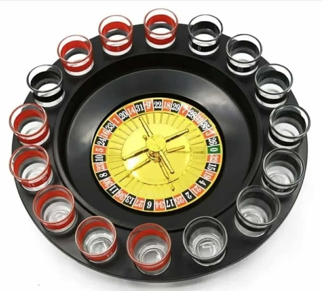Set za igru „Shot Roulette” – zabavna stolna rulet igra sa čašicama -