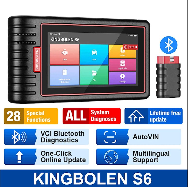 Novo - Kingbolen S6 OBD2 28 Reset IMMO/BMS/TPMS/ABS Bleeding Novo -