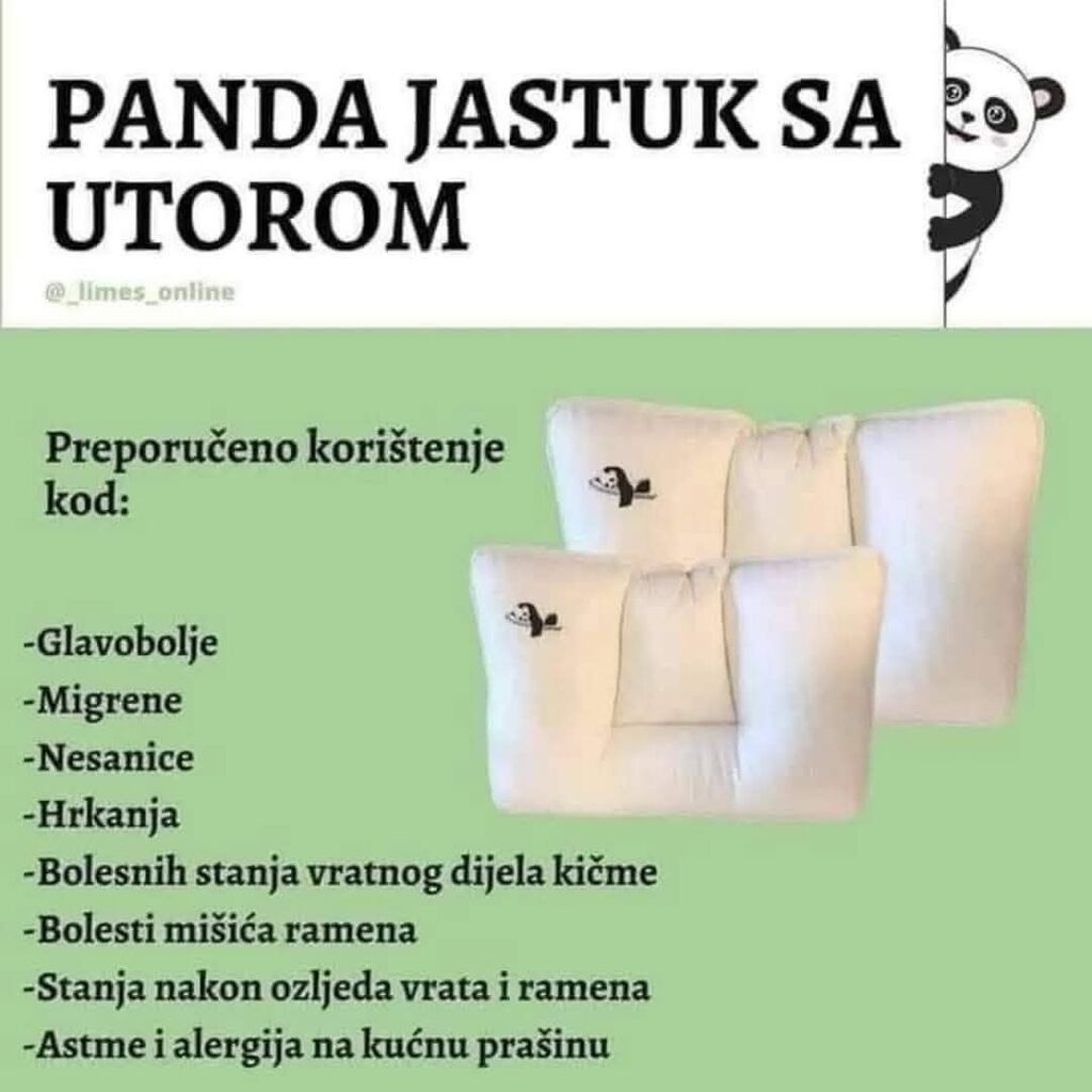 Panda jastuk sa utorom – ergonomski dizajniran za pravilnu potporu