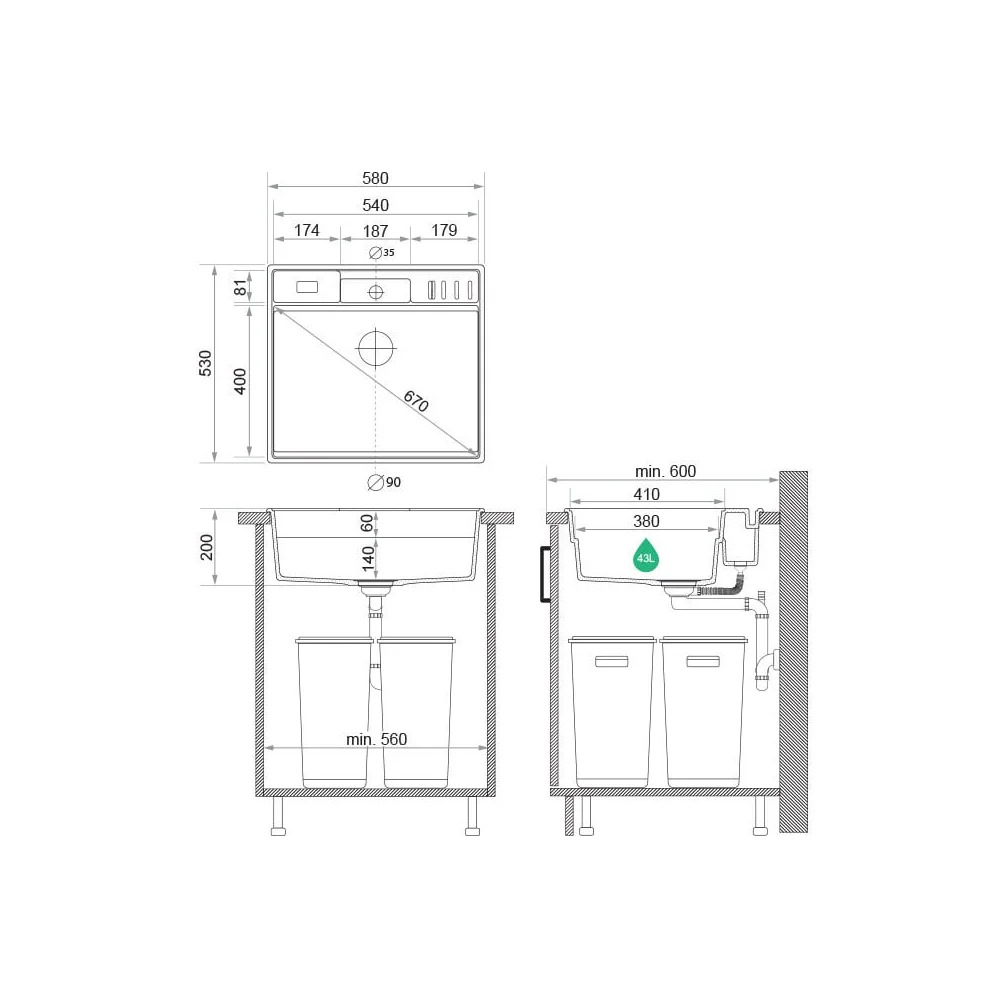 Kando sudopera NEW YORK 60 MNAKB-X0