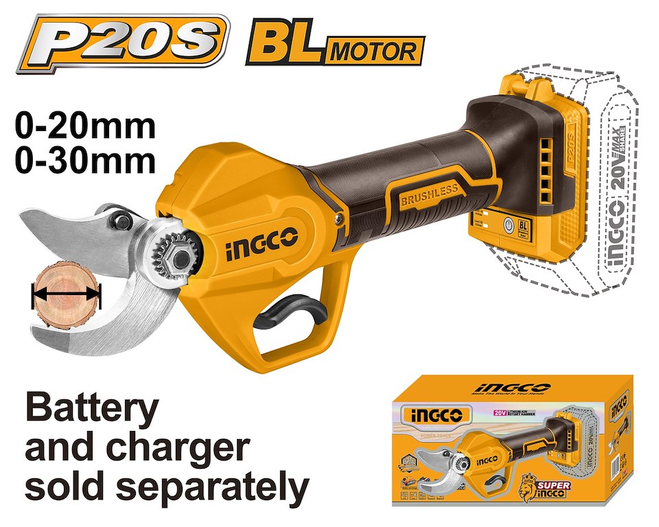 INGCO Aku makaze za orezivanje 0-30mm SOLO SUPER CSSLI20308ID EK000719260