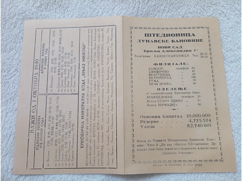 Kalendar 1941 banka Dunavska banovina Kraljevina
