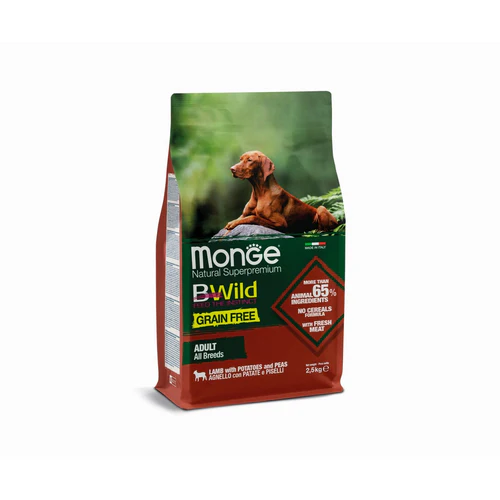 BWILD Hrana za odrasle pse Grain Free, Jagnjetina s krompirom i graškom, 2,5kg