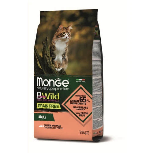 BWILD Hrana za odrasle mačke Grain Free, Losos i gašak, 1,5kg