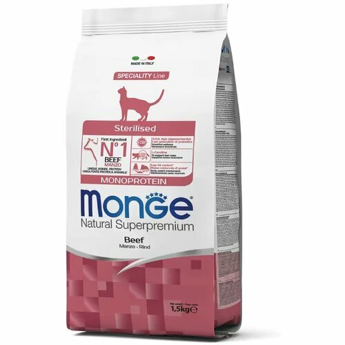 MONGE Monoprotein Govedina hrana za sterilisane mačke 1,5kg