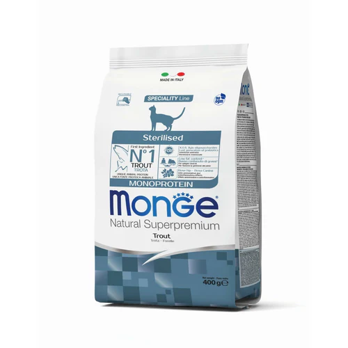 MONGE Hrana za mačke Cat Monoprotein Pastrmka za sterilisane mačke,400g