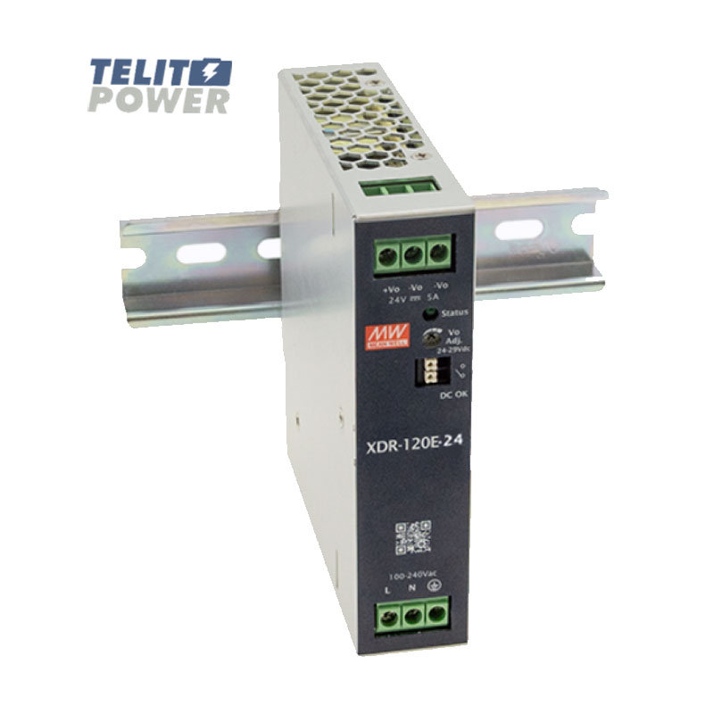 Mean Well XDR-120E-24 – 120W DIN Rail AC/DC napajanje, 24V izlaz