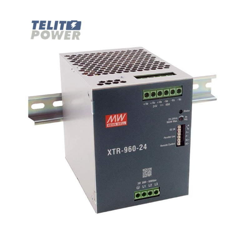 MEAN WELL XTR-960-24 – 960W trofazno DIN šinsko napajanje 24V, ultra slim