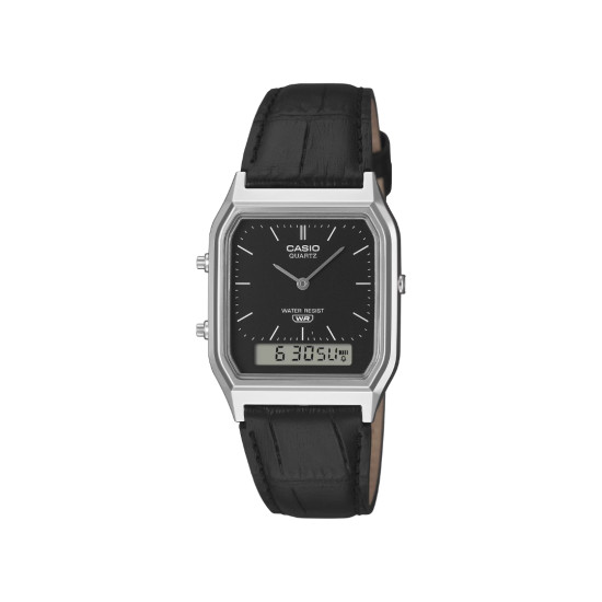 Casio Vintage AQ-230EL-1A unisex Analog-Digital Minimalist Black Dial Kožni kaiš