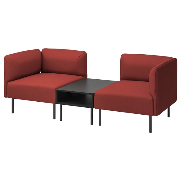 Modul. sofa dvosed s pom. stočićem, Gunnared/smeđe-crvena metal
