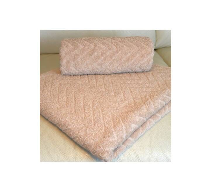 BLUE BELL PEŠKIR ZIG ZAG 70 CM X 130 CM - KREM