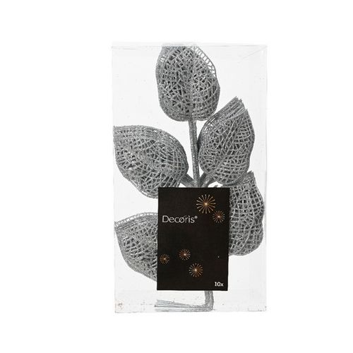 Novogodišnji cvet - GLITTER LEAF 1pcs 36cm 029322 - Silver - KMG