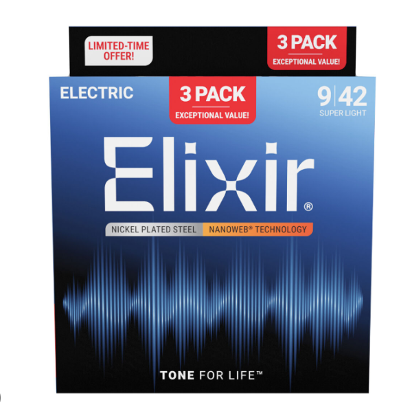 Elixir 12002 009/042 3 PACK 16566 Žice za električnu gitaru Nanoweb 3pack